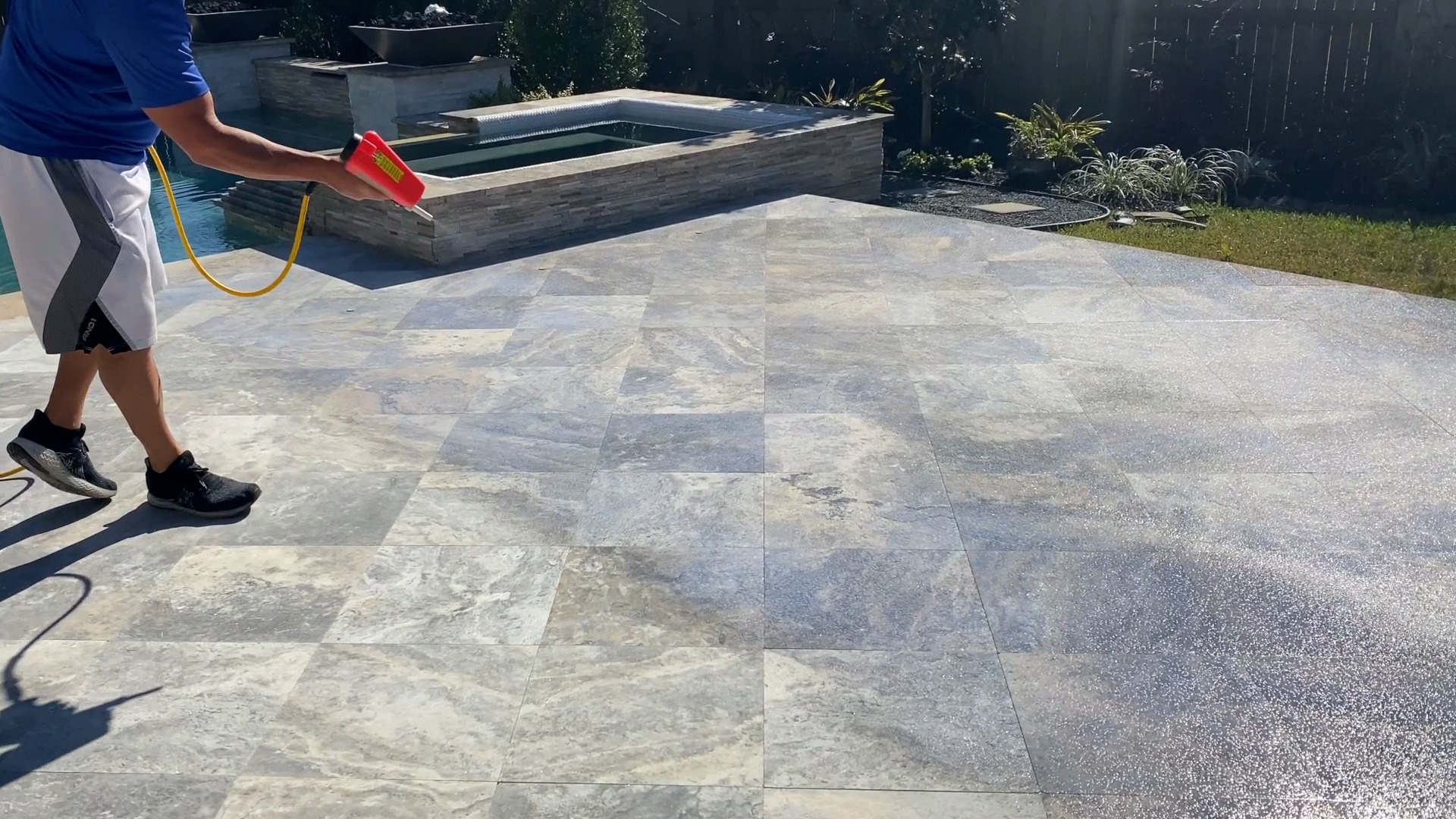 Sealing Travertine & Marble Pool Decks - Humble, Texas