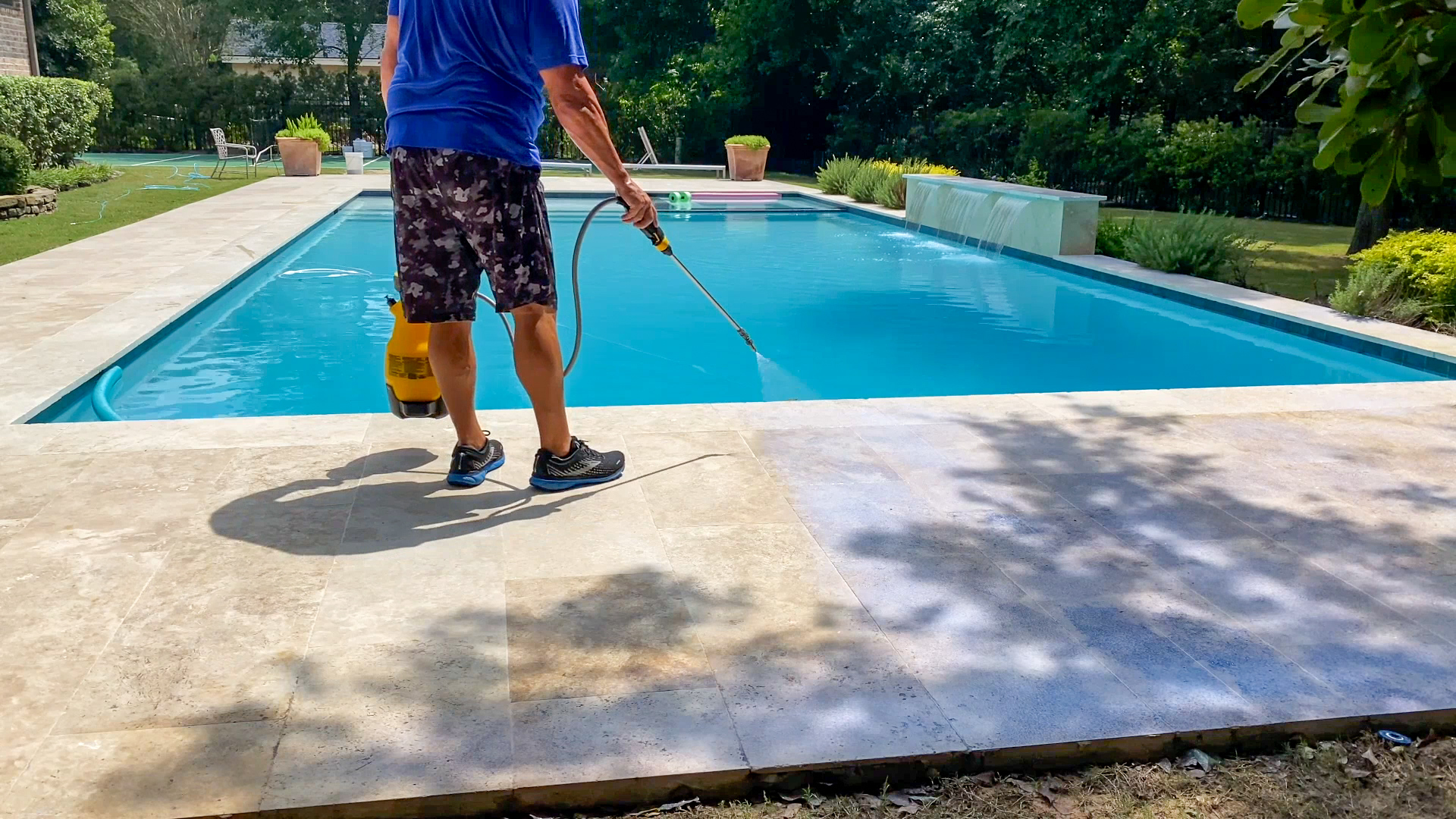 Sealing Travertine & Marble Pool Decks - Katy, Texas